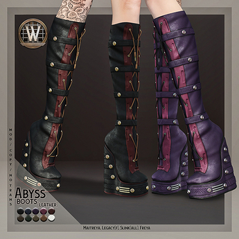 Second Life Marketplace - Wicca's Originals - Abyss Boots [Leather] (ADD)